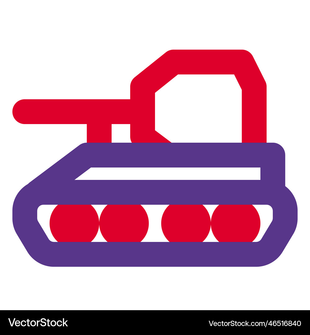 Tank with large barrel and tracked wheels Vector Image