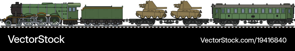 Vintage military steam train Royalty Free Vector Image
