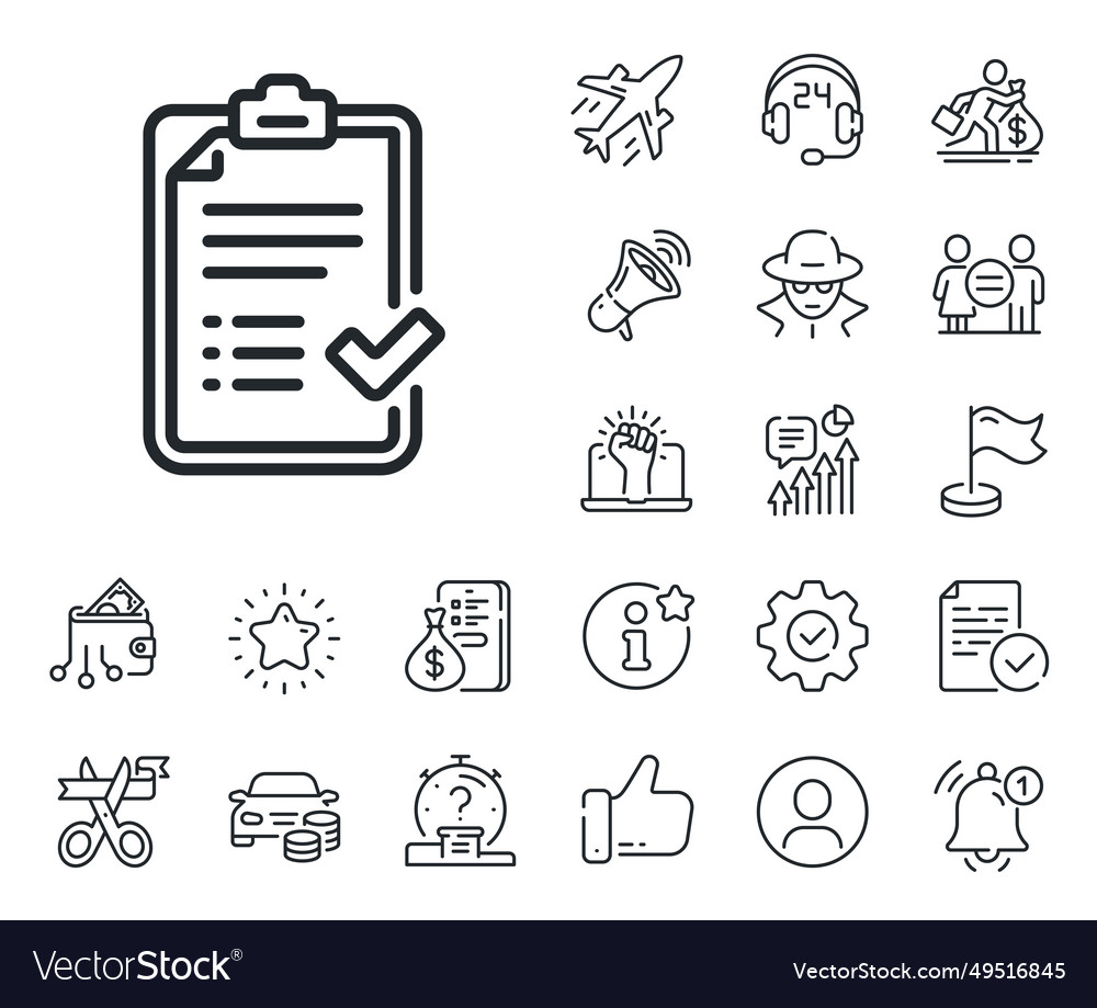 Approved checklist line icon accepted Royalty Free Vector