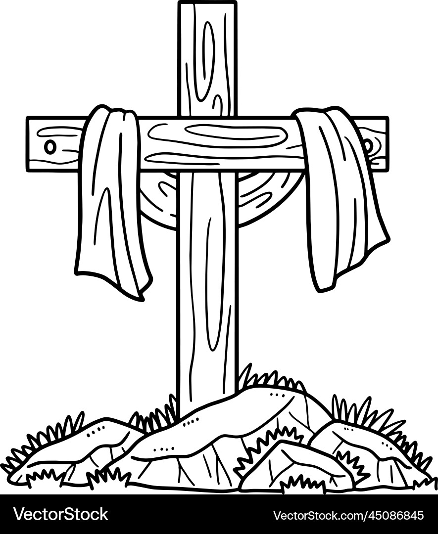 Christian cross draped with fabric isolated Vector Image