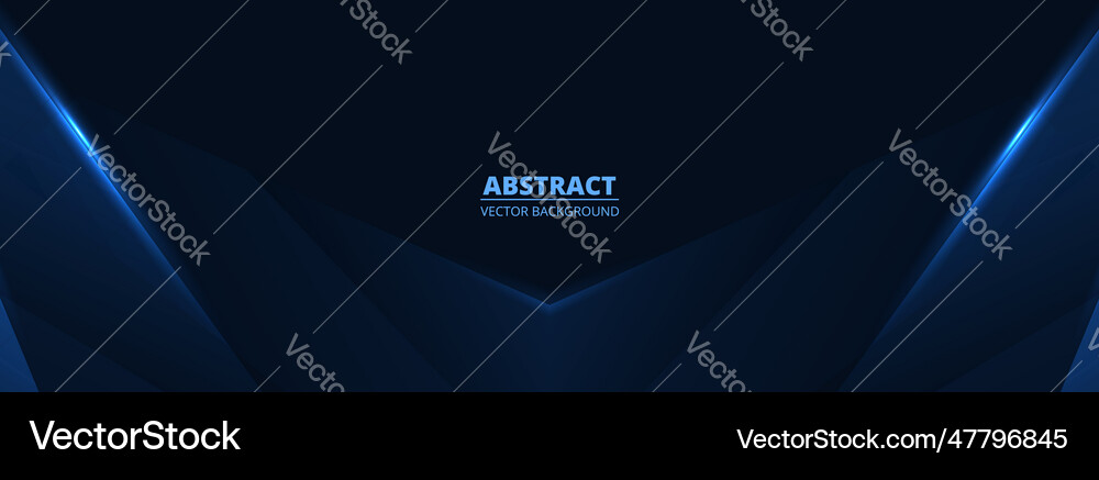 Dark blue modern abstract wide banner with glowing