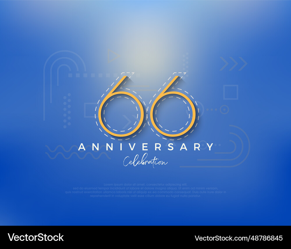 Line art number design for 66th anniversary Vector Image