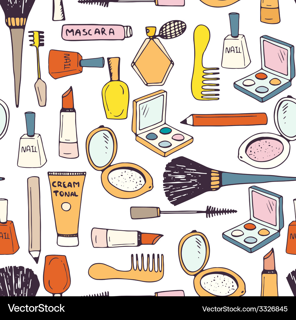 Makeup Seamless Pattern Royalty Free Vector Image
