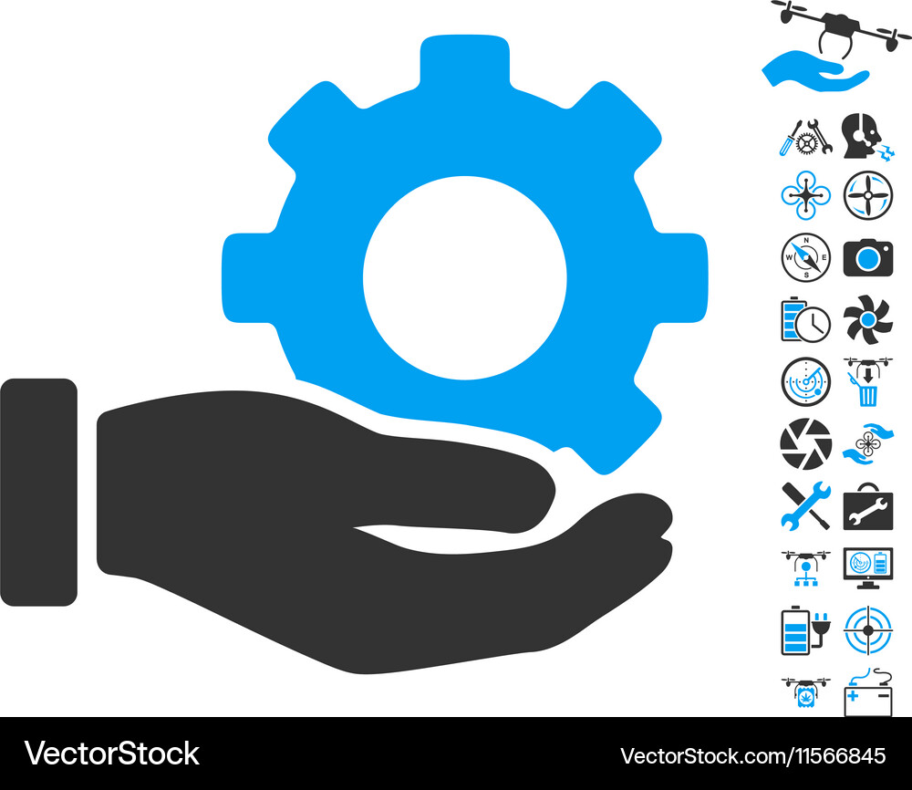 Mechanic gear service hand icon with copter tools Vector Image