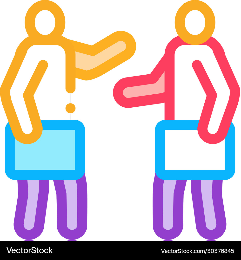 Meeting two working people icon outline Royalty Free Vector