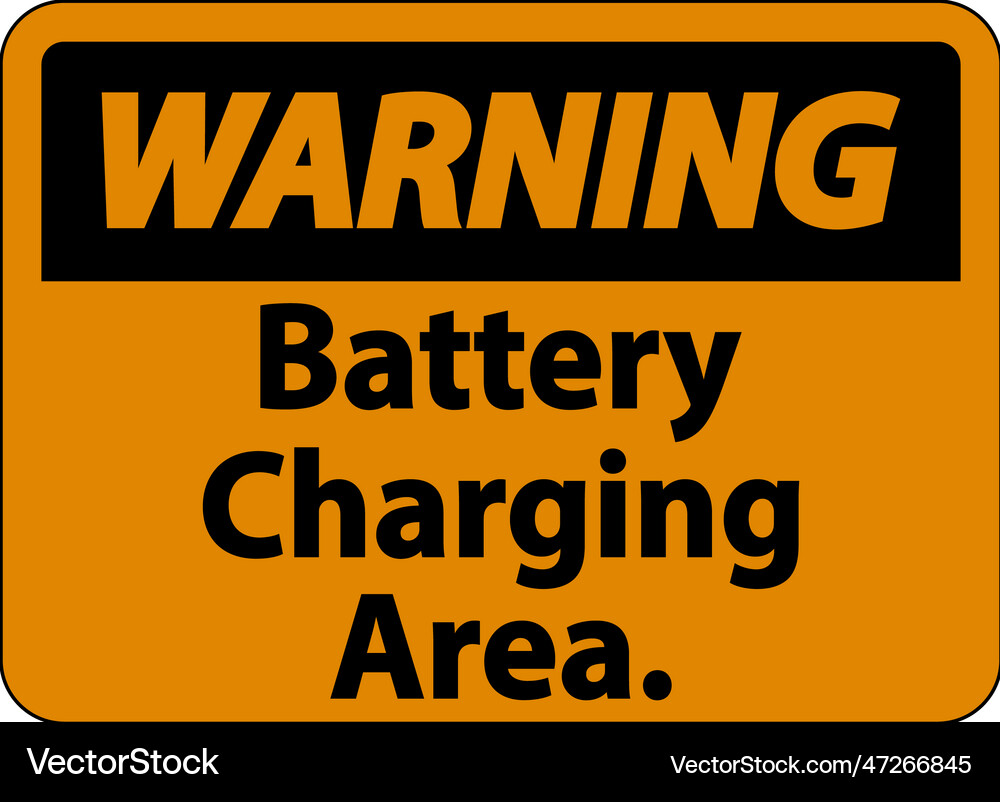 Warning battery charging area sign on white Vector Image