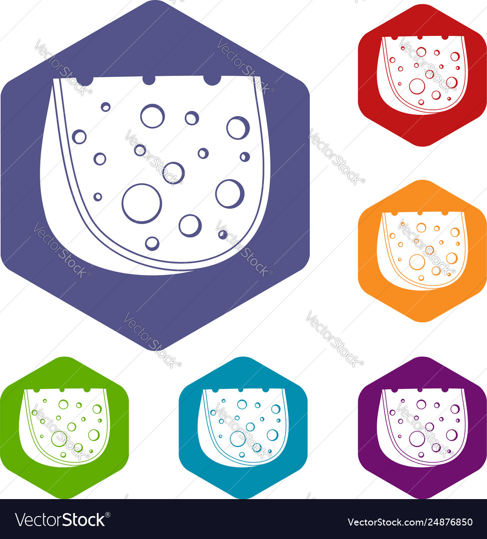 Cheese icons hexahedron Royalty Free Vector Image