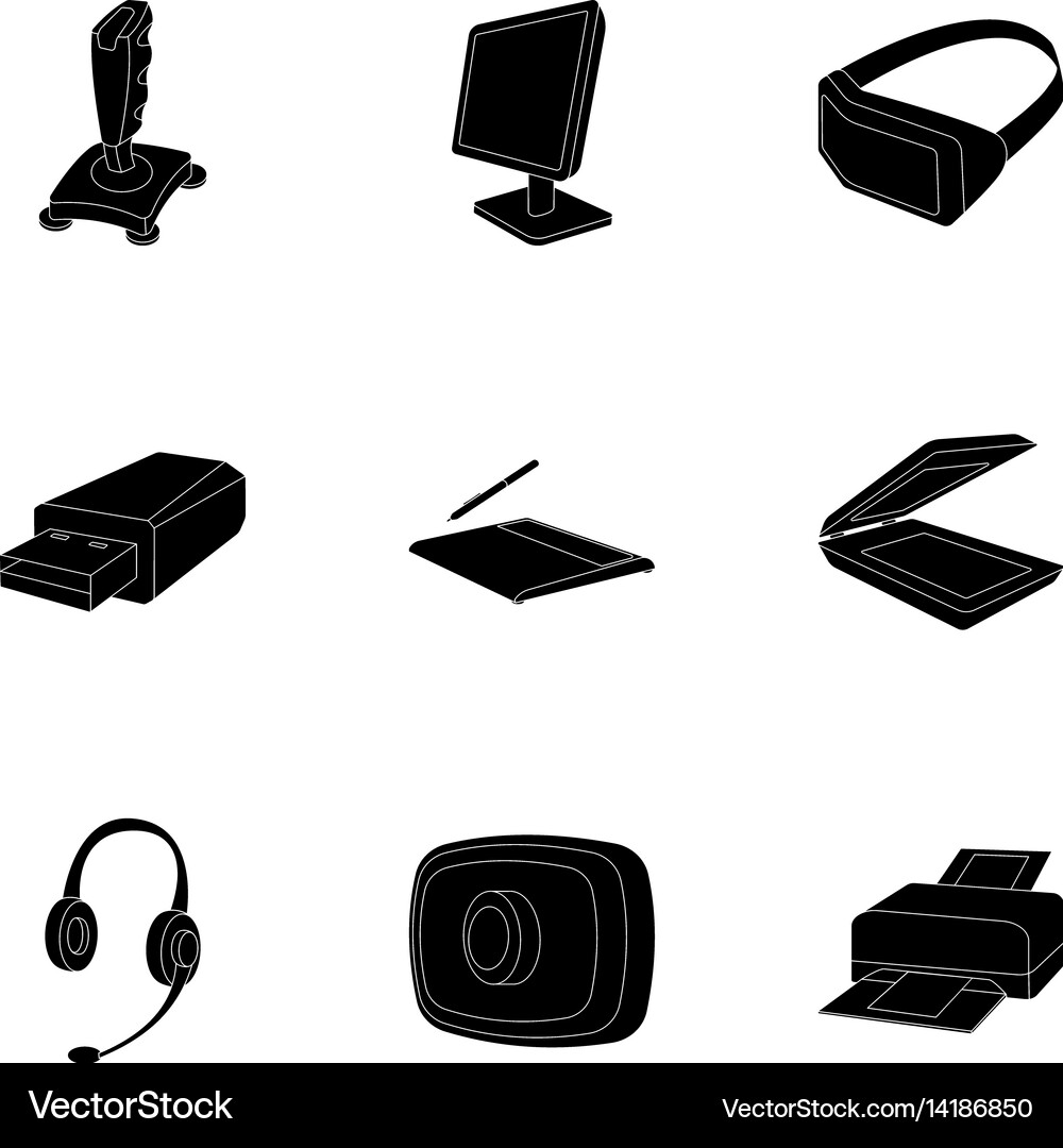 Computer accessories headphones parts Royalty Free Vector