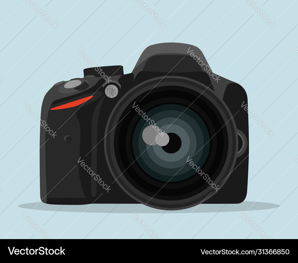 Dslr photo camera in flat style Royalty Free Vector Image