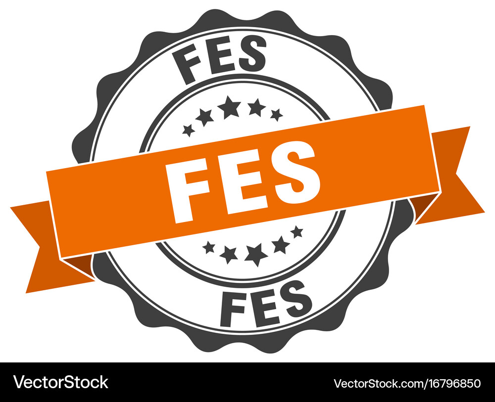 Fes round ribbon seal Royalty Free Vector Image
