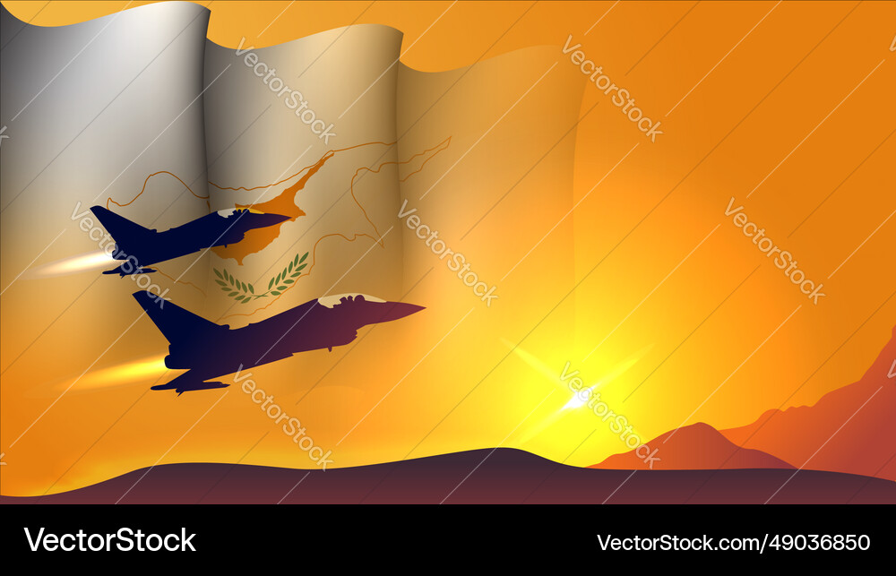 Fighter jet plane with cyprus waving flag Vector Image
