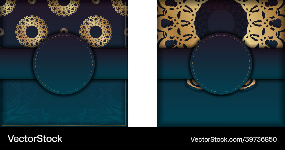 Green gradient brochure template with luxury gold Vector Image