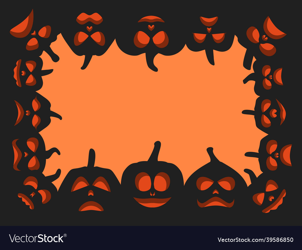 Halloween frame with scary pumpkins border Vector Image