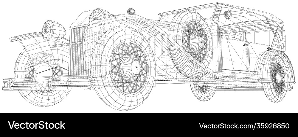 Retro car vintage wire Royalty Free Vector Image