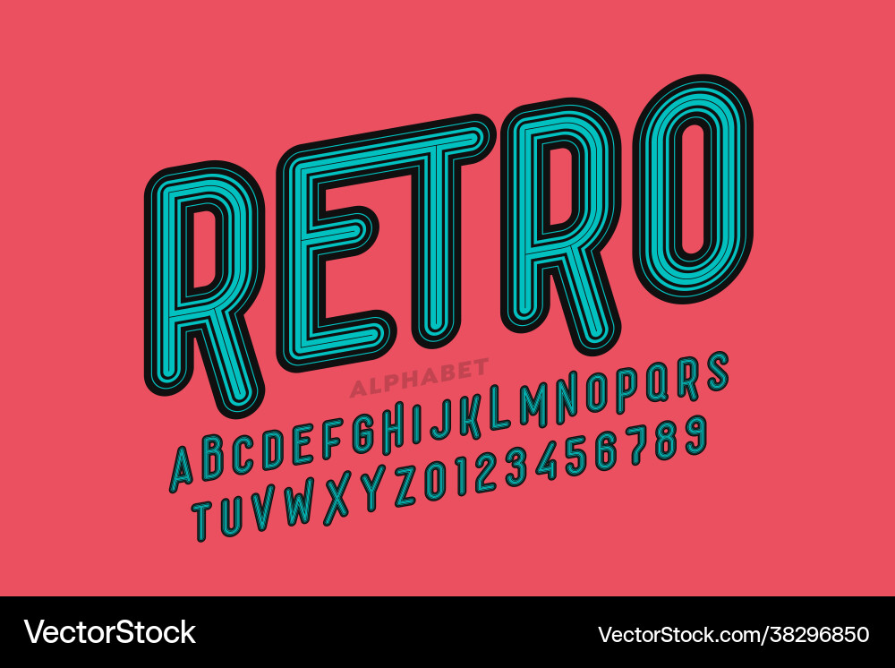 Retro style font design alphabet letters Vector Image