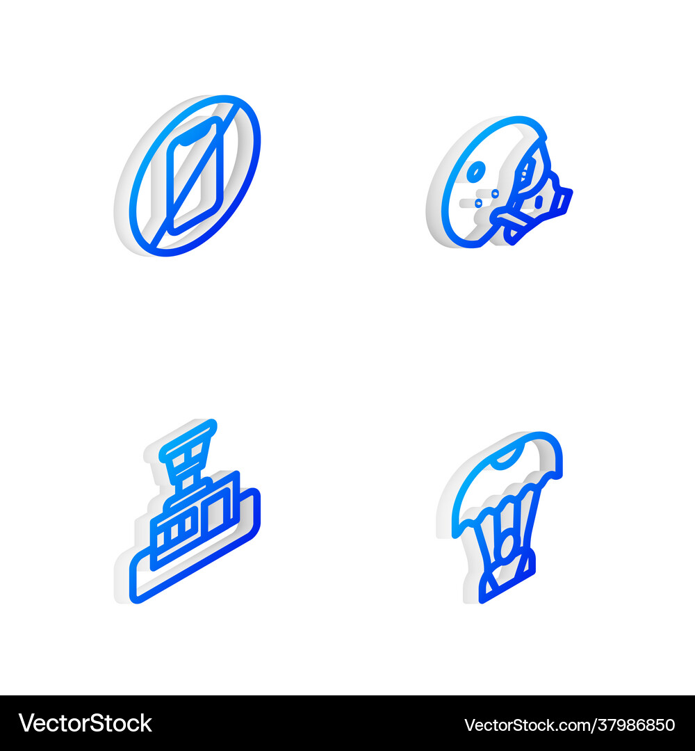 Set isometric line modern pilot helmet no cell Vector Image
