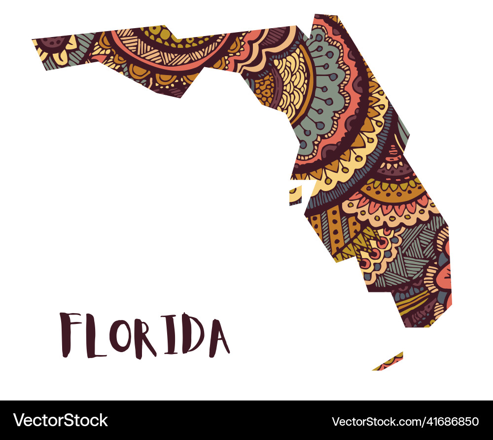 Stylized map of the state florida Royalty Free Vector Image