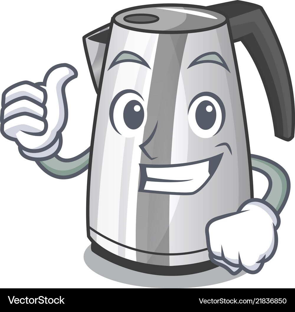 Thumbs up plastic electric kettle isolated Vector Image