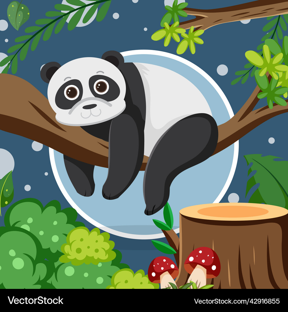 Cute panda in flat cartoon style Royalty Free Vector Image