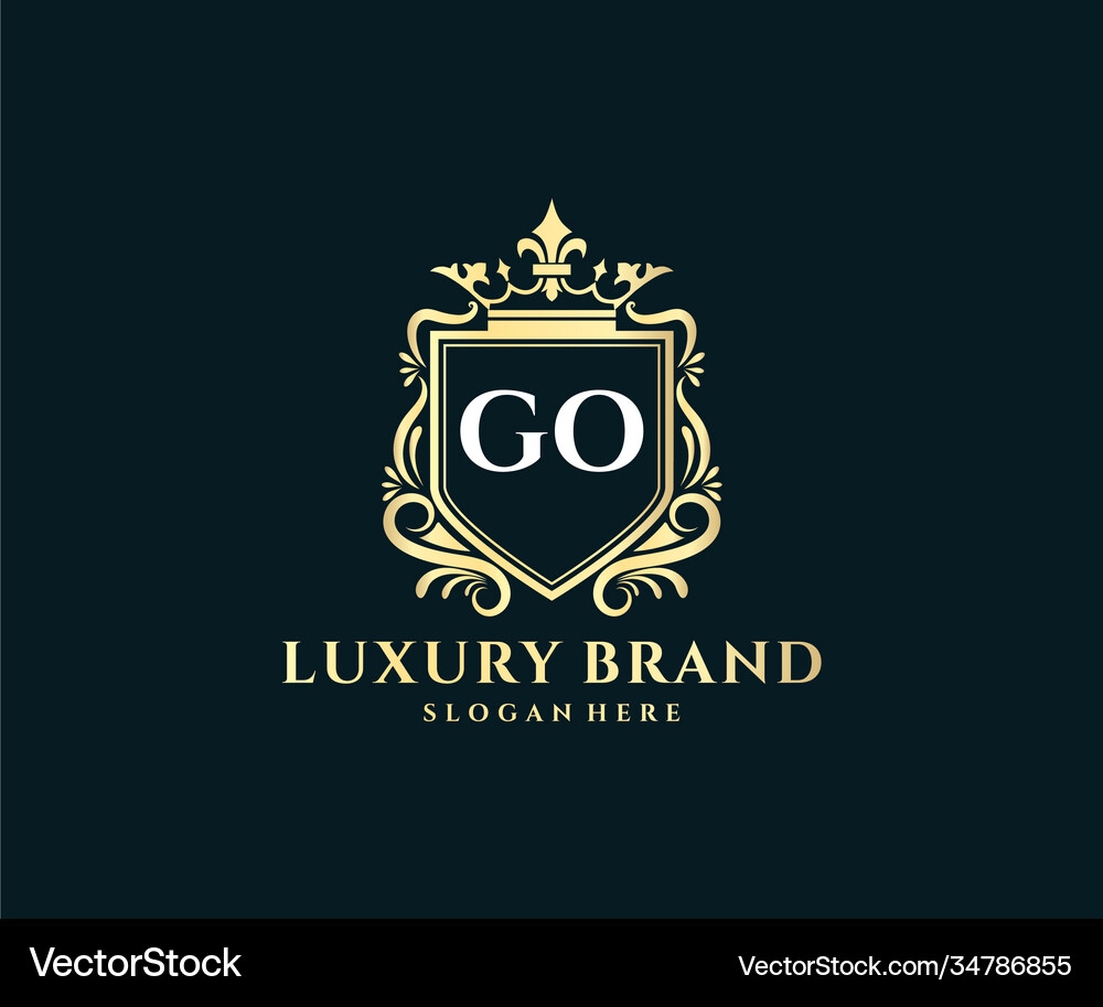Go initial letter gold calligraphic feminine Vector Image