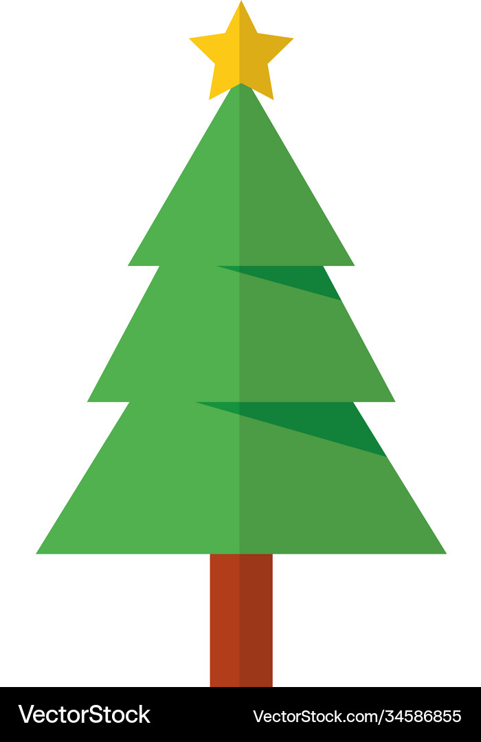 Happy merry christmas pine tree flat style icon Vector Image