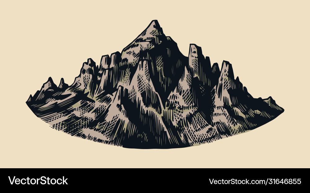 Mountain peaks vintage rock old highlands range Vector Image