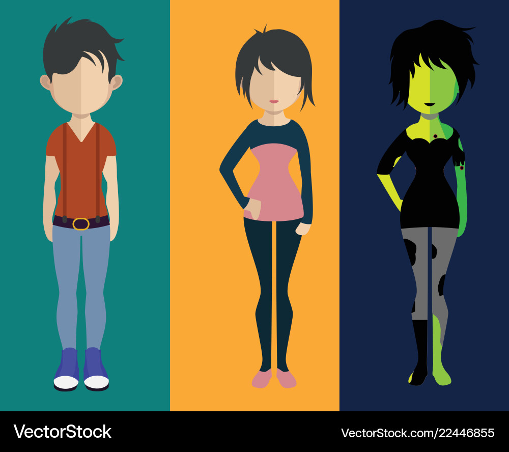 People avatar with full body and torso variations Vector Image