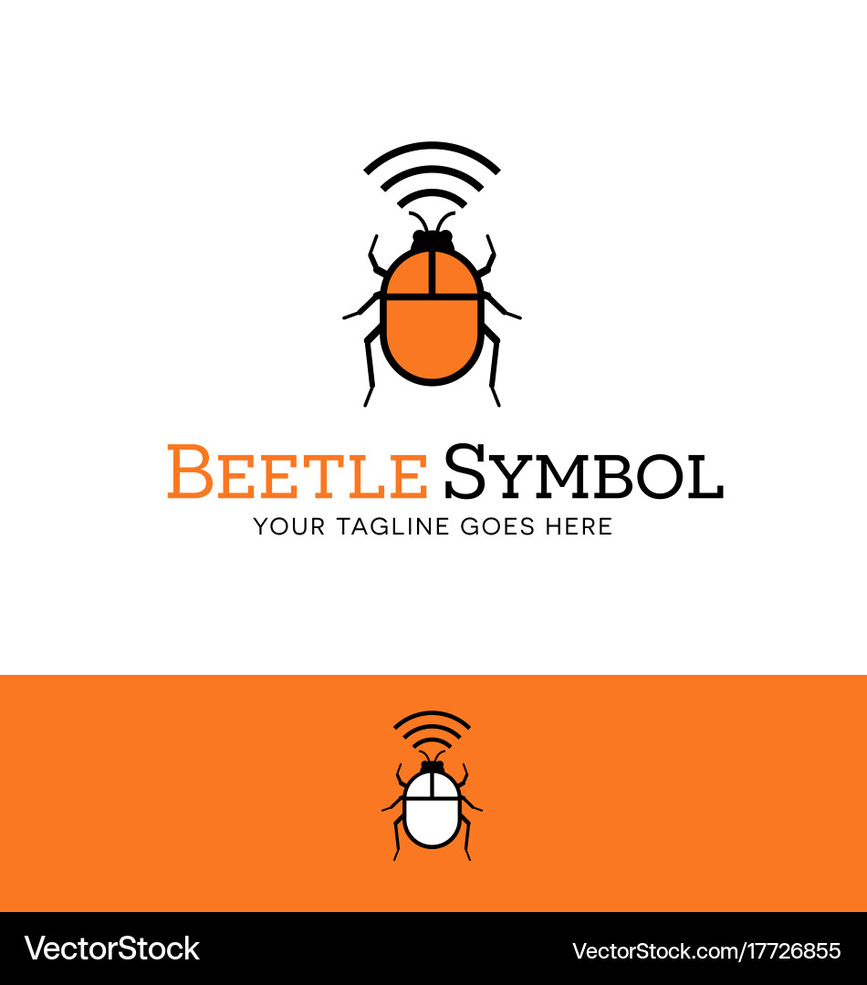 Red beetle with wifi signal logo Royalty Free Vector Image