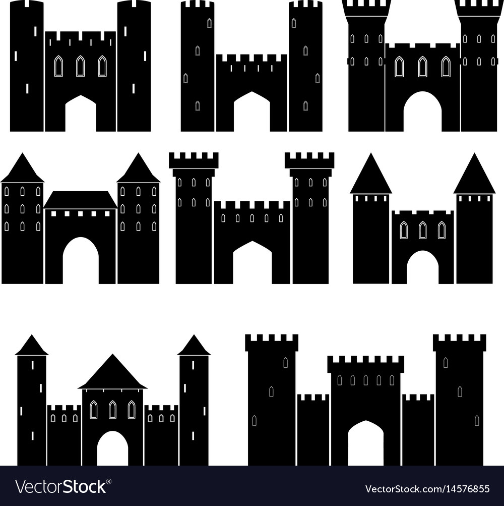 Set medieval castles Royalty Free Vector Image