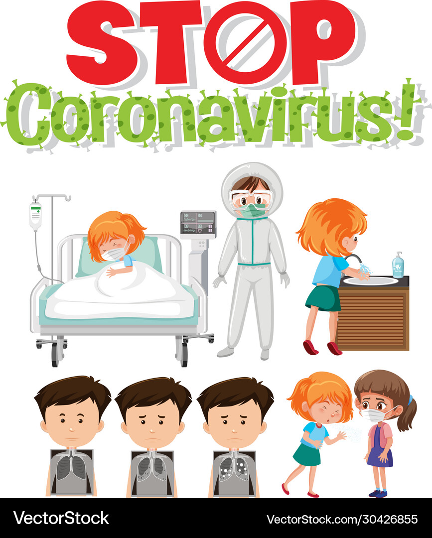 Stop corona virus cartoon character Royalty Free Vector