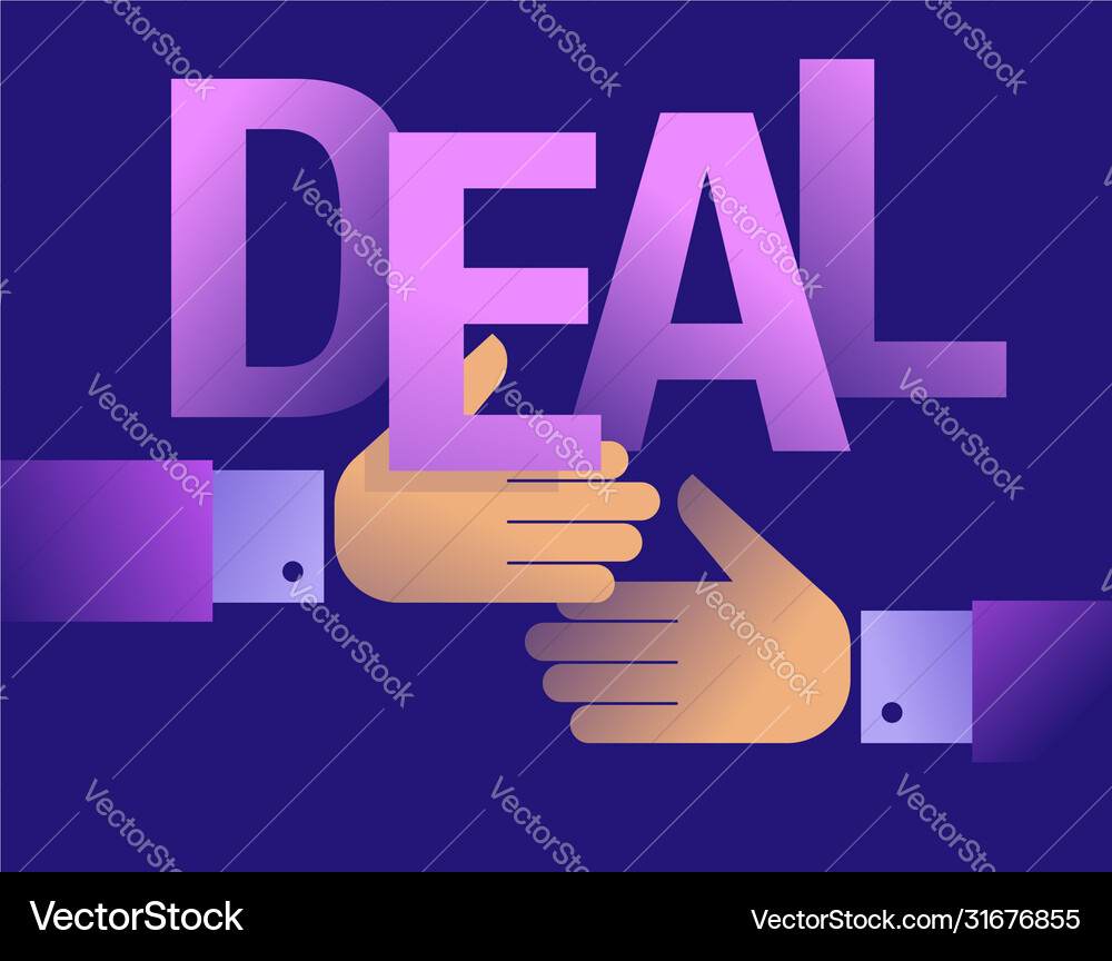 Word deal and handshake Royalty Free Vector Image