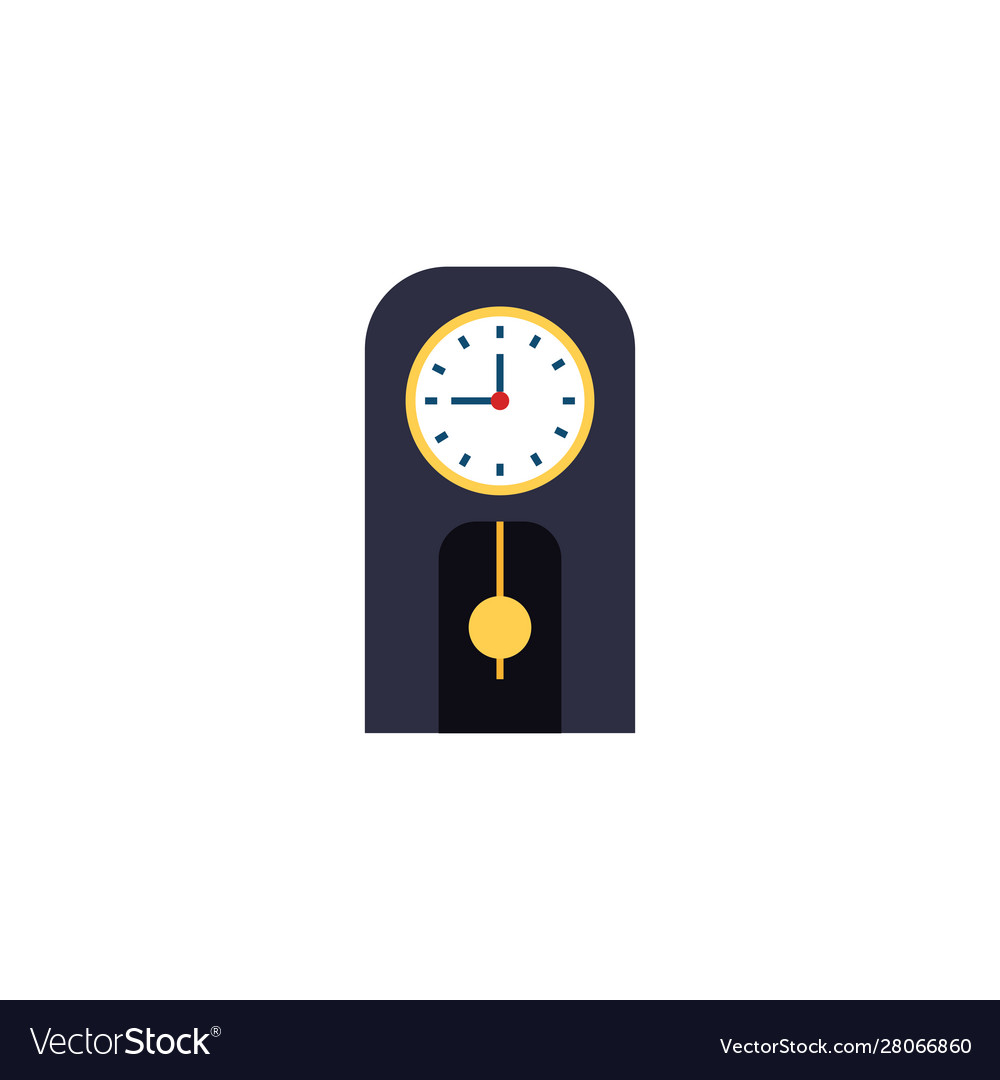 Clock with pendulum flat style icon Royalty Free Vector