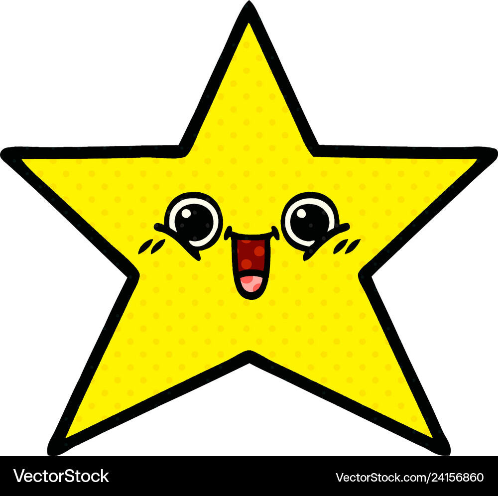 Comic book style cartoon gold star Royalty Free Vector Image