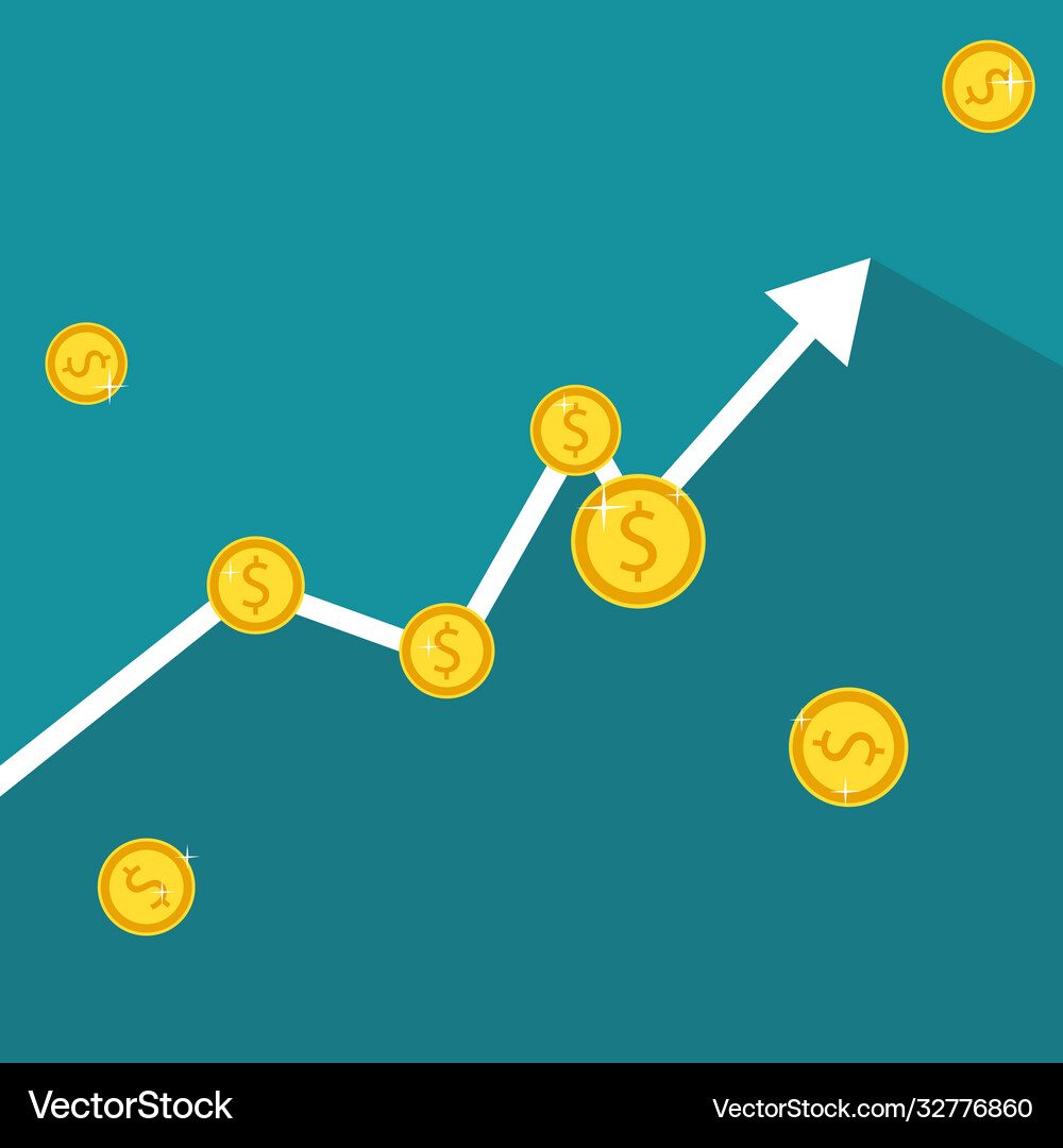 Finance growth business graph with gold coins Vector Image