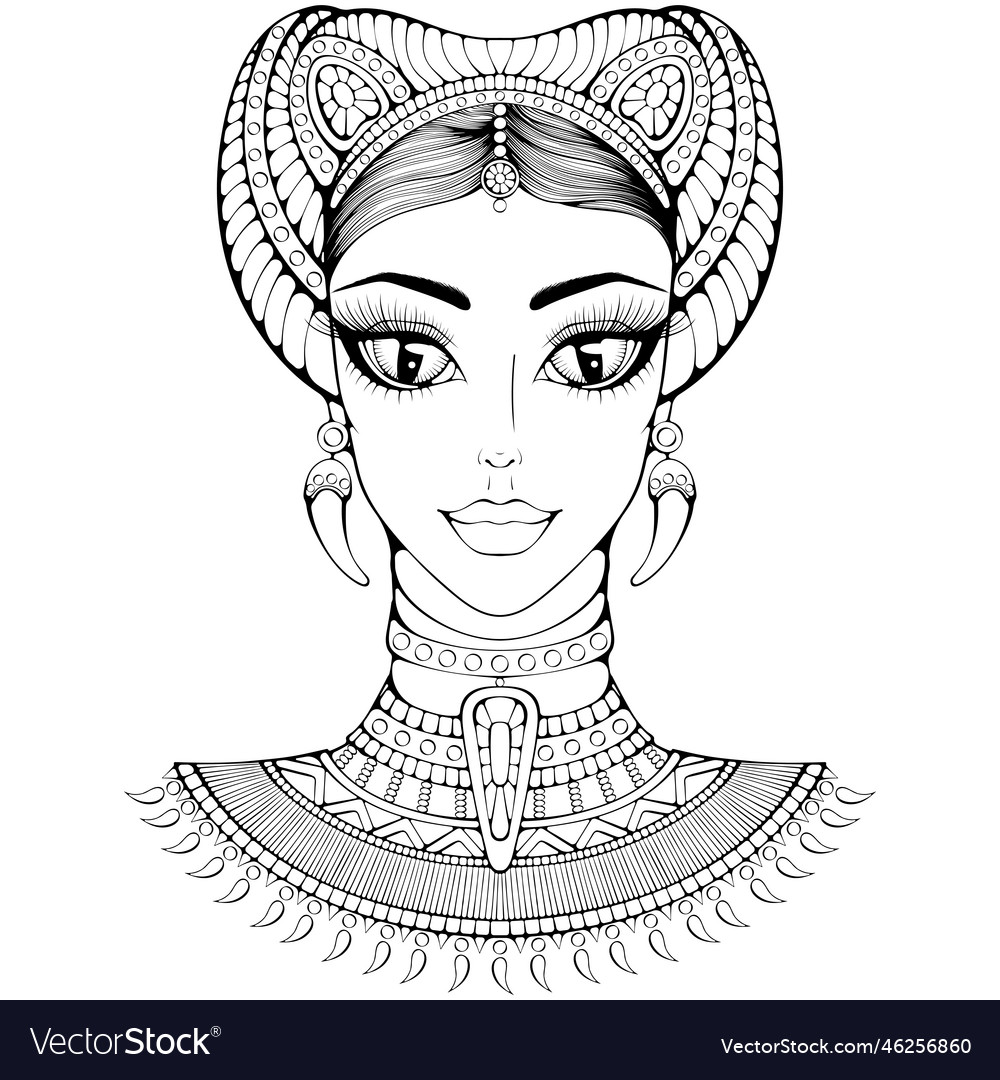 Girl With Cat Ears Line Art Royalty Free Vector Image