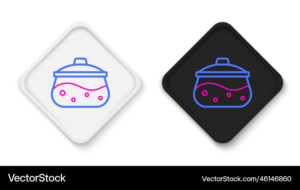 Line cooking pot icon isolated on white background