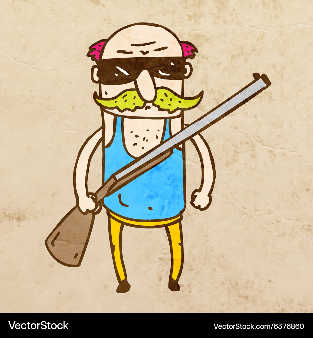 Man with a rifle cartoon Royalty Free Vector Image