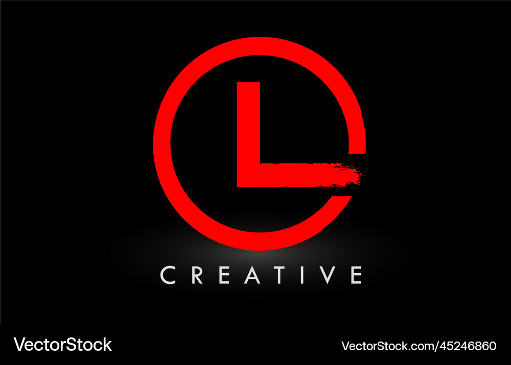 Red l brush letter logo design creative brushed Vector Image