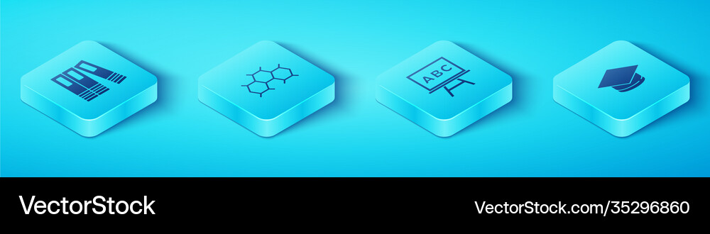 Set isometric office folders chemical formula Vector Image