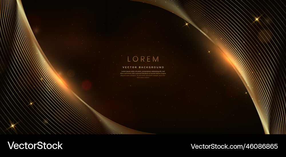 Abstract gold curved lines on dark brown Vector Image