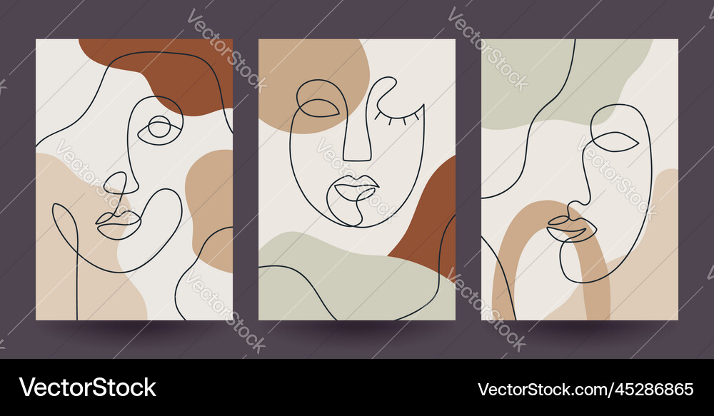Boho art prints with line women Royalty Free Vector Image