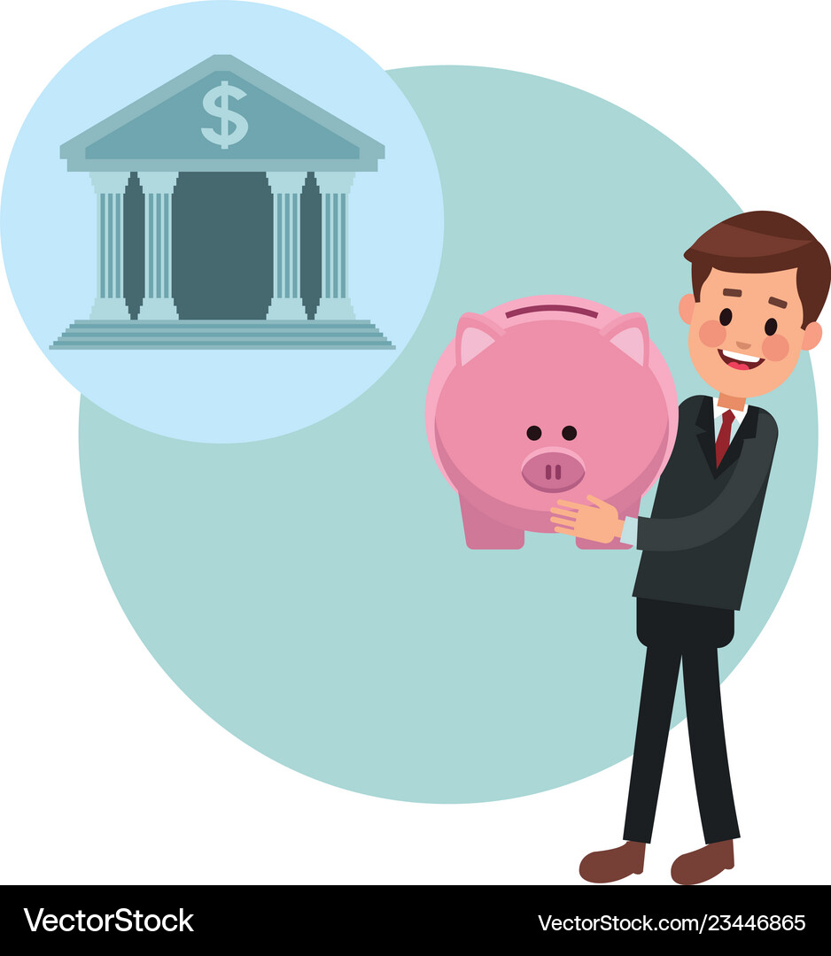 Business saving money cartoon Royalty Free Vector Image