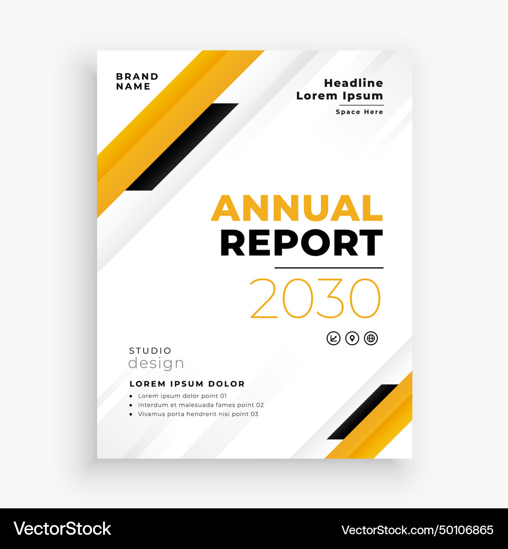 Business yearly data report flyer in yellow theme Vector Image