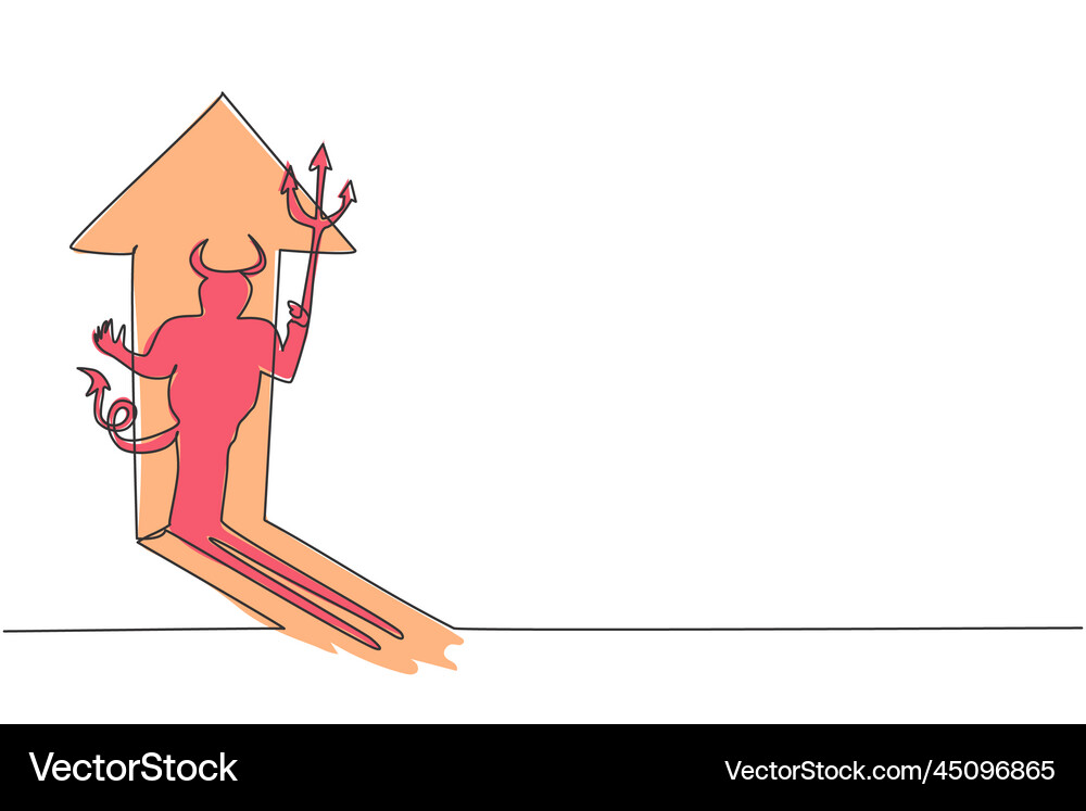 Continuous one line drawing of dangerous demon Vector Image