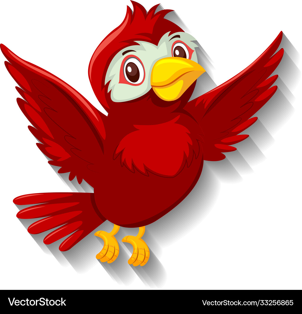 Cute red bird cartoon character Royalty Free Vector Image