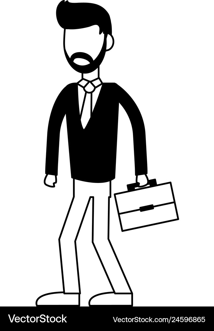 Executive businessman avatar in black and white Vector Image