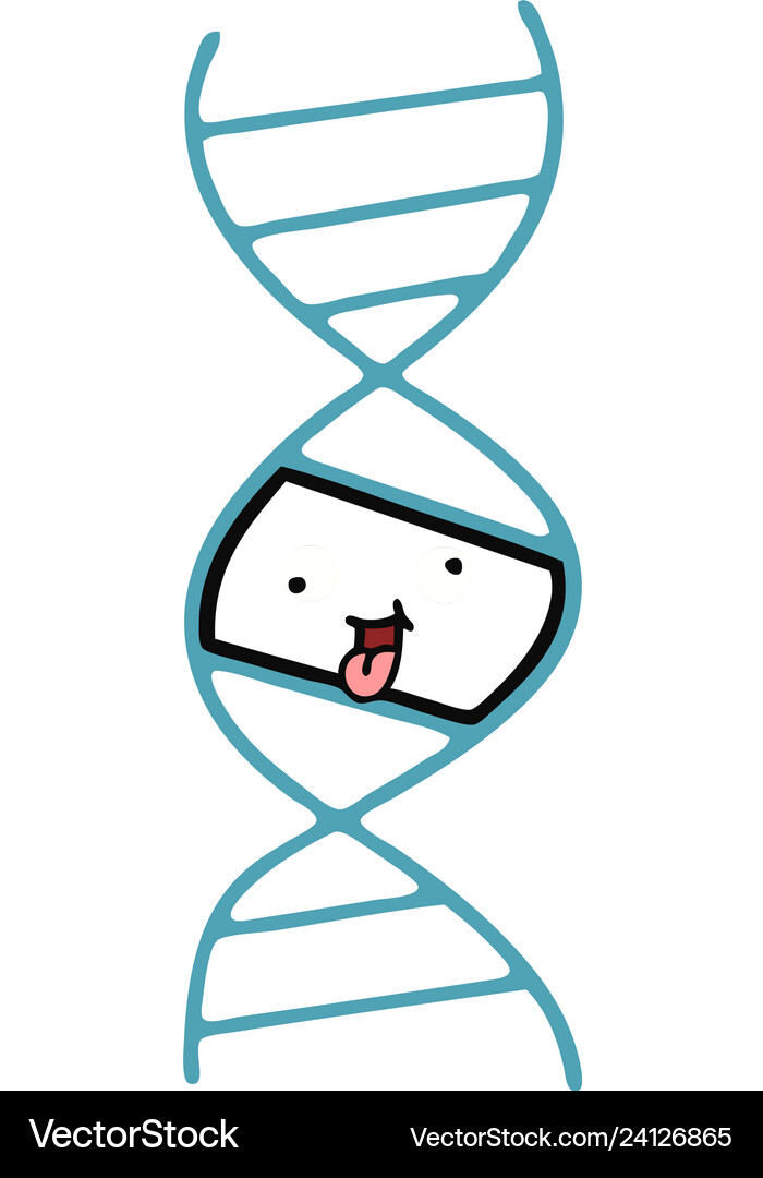 Flat color retro cartoon dna strand Royalty Free Vector