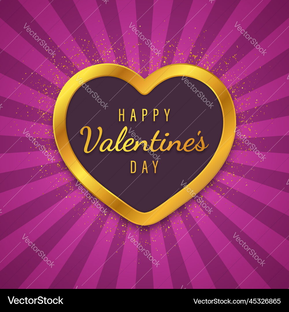 Heart shape gold glitter frame design Royalty Free Vector