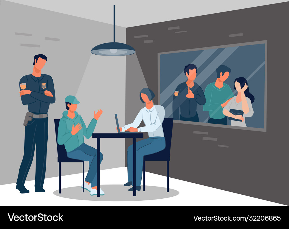 Interrogation guilty man or police crime Vector Image