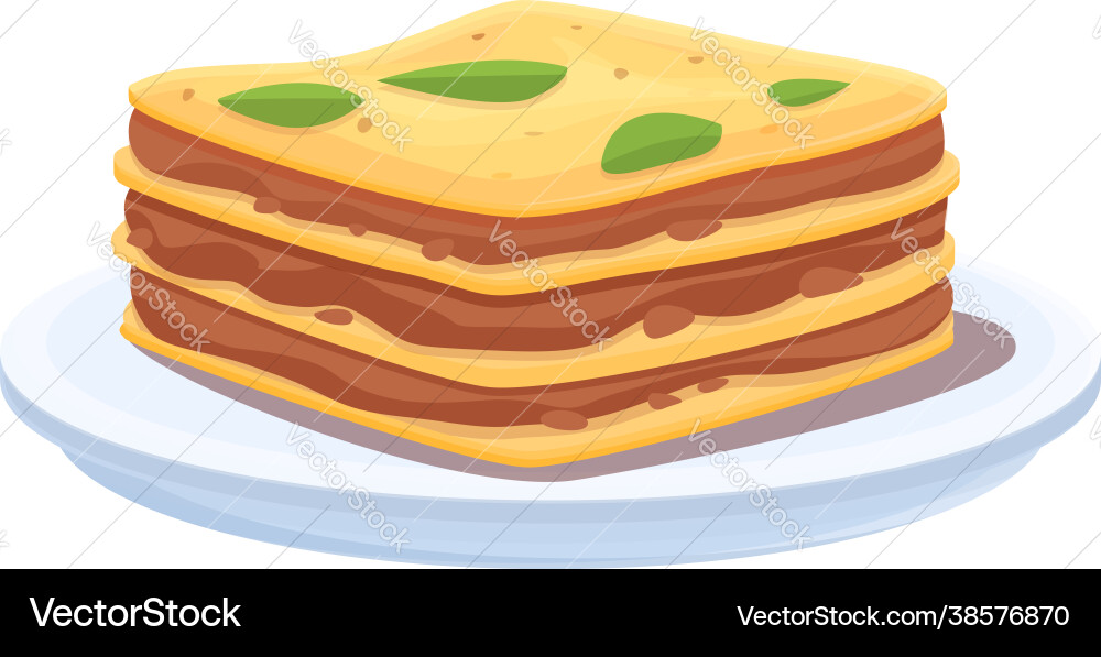 Breakfast lasagna icon cartoon lasagna Royalty Free Vector
